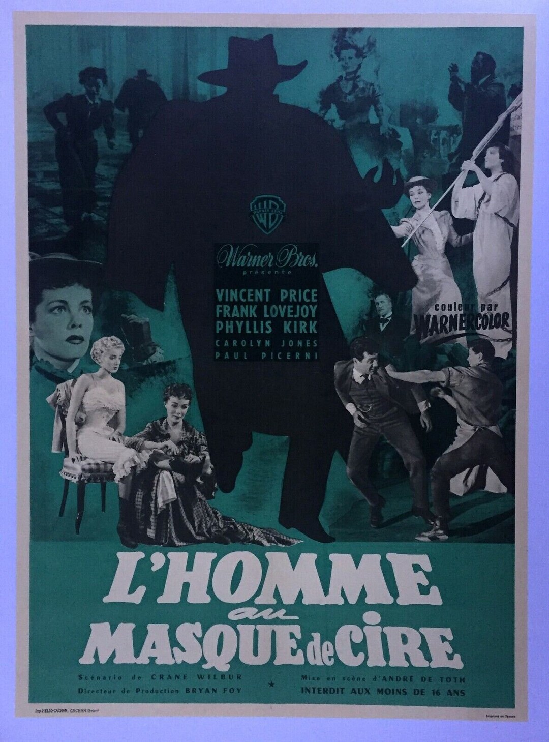 Original Cinema Poster THE MAN IN THE WAX MASK House of Wax Vincent ...