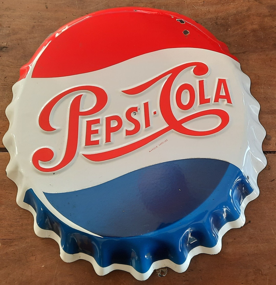Old Enameled Advertising Plaque PEPSI COLA Vitracier Neuhaus 48cm 1960 ...