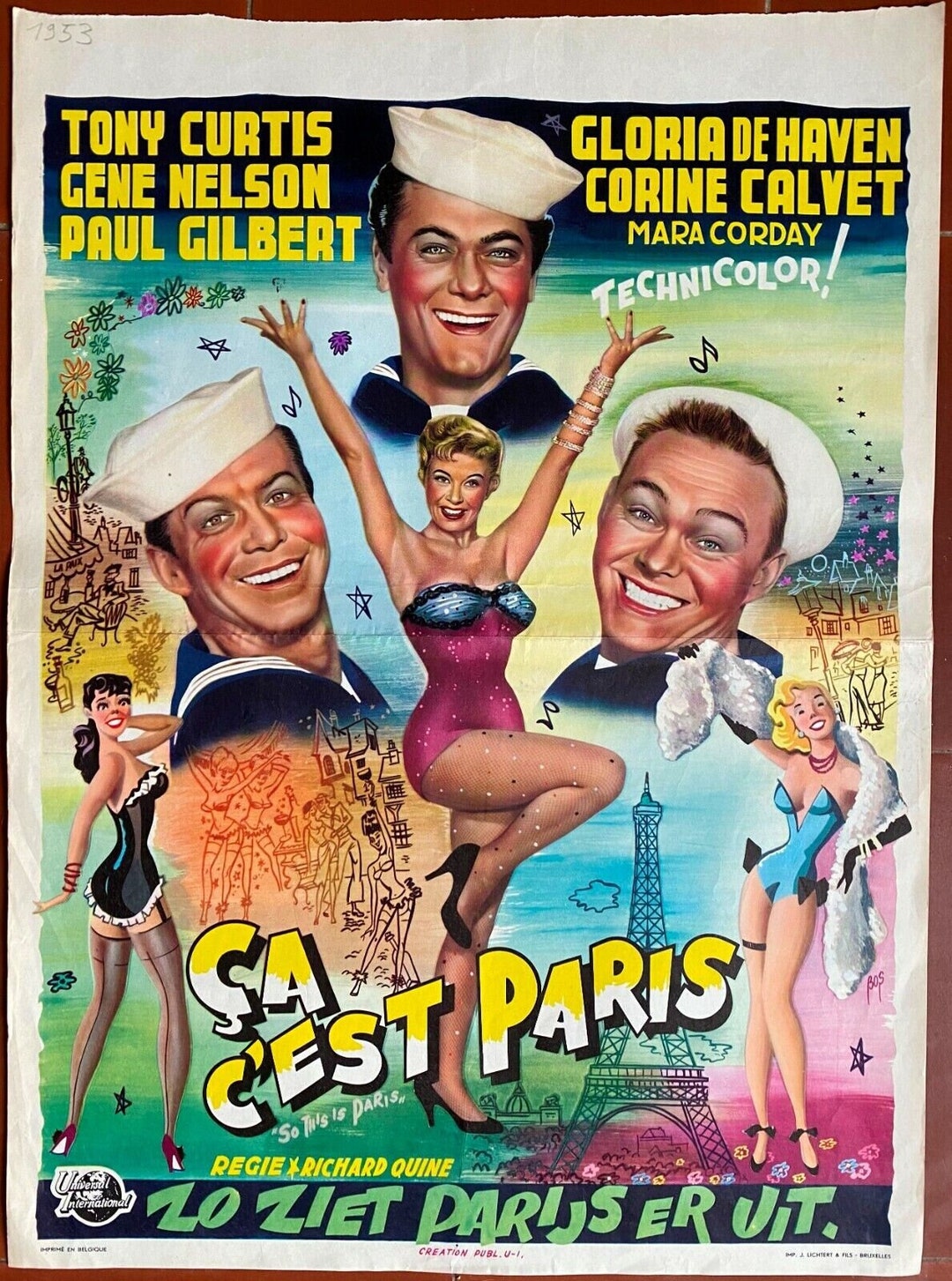 Original Cinema Poster CA C'EST PARIS so This is Paris Tony Curtis ...