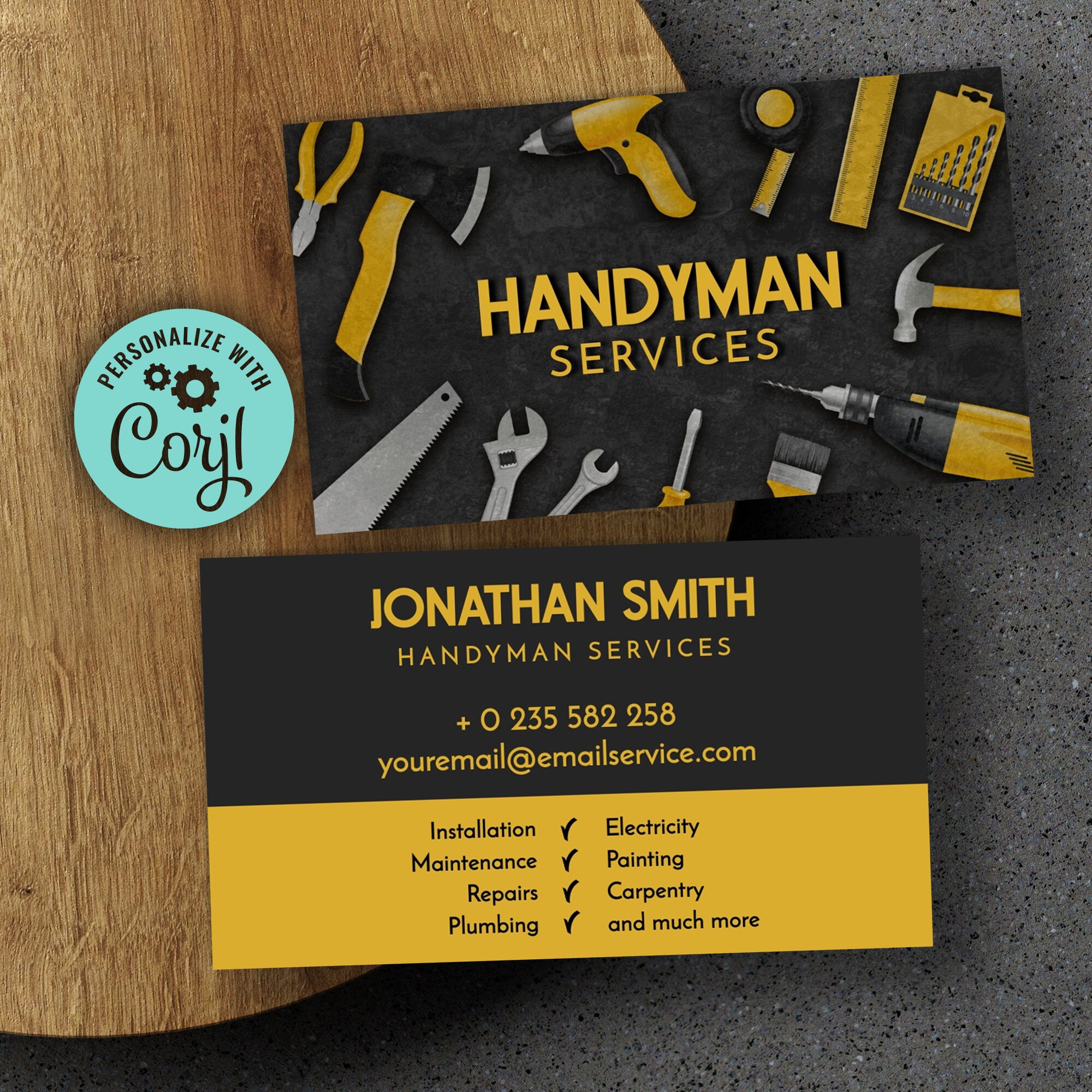 Handyman Services Home Improvements Repairs Business Card Editable ...