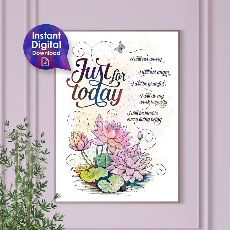 Reiki Principles Lotus Flower Art: Reiki Room Decor (digital Download ...