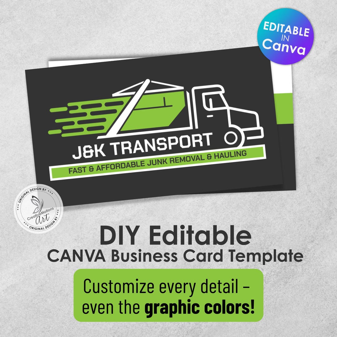 Junk Removal Business Card Template: Modern Waste Disposal Design ...