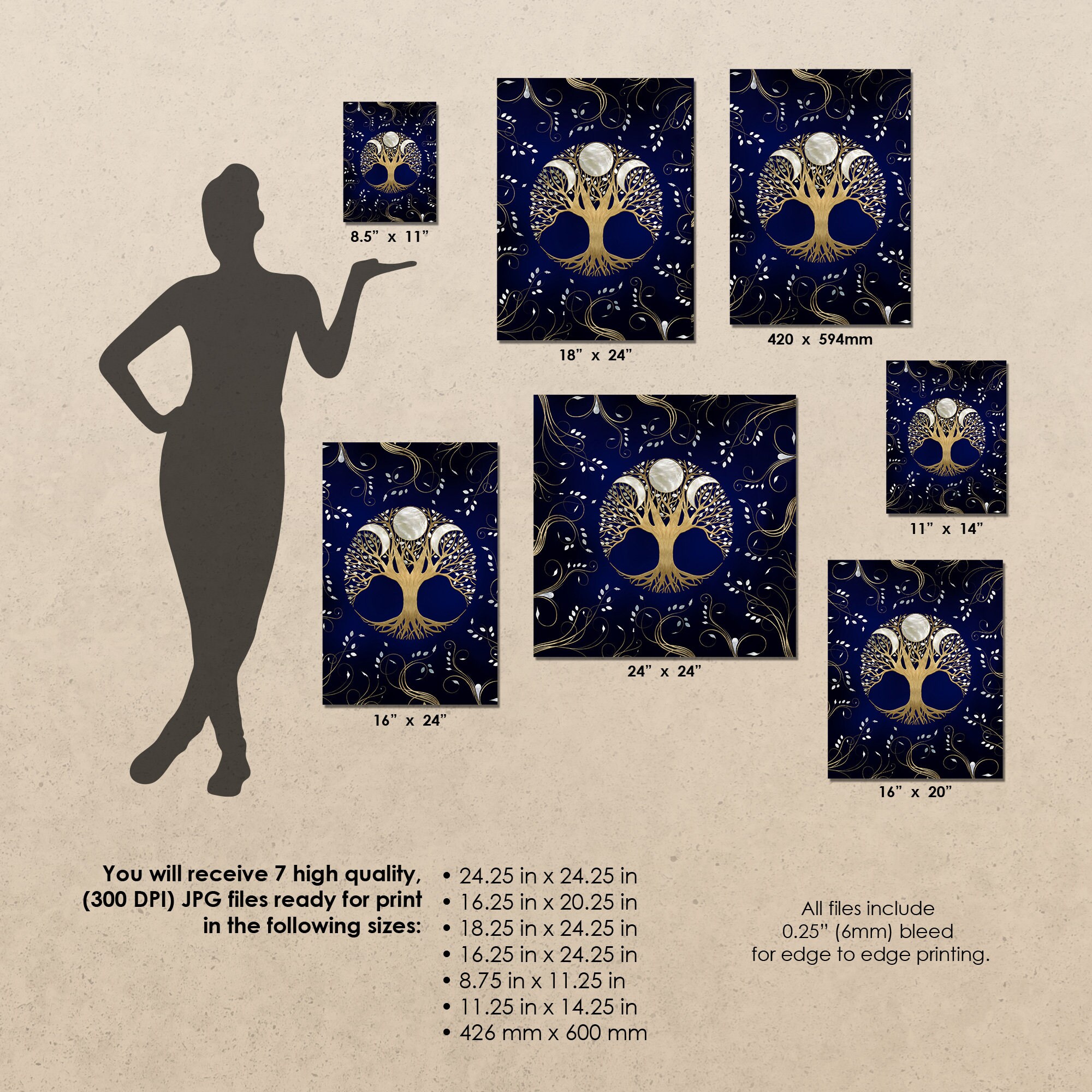 Triple Moon - Triple Goddess - Tree of Life Printable Wall Art, Digital ...