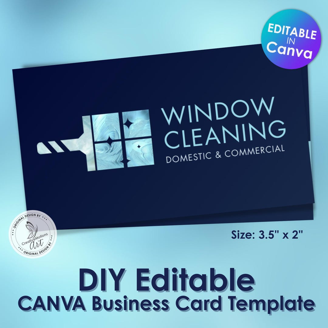 Modern Window Cleaning Business Card Template: Editable Canva Design ...
