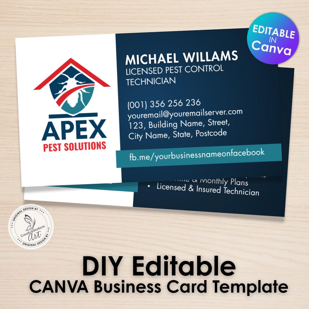 Pest Control Business Card Template: Modern Exterminator Design (canva ...