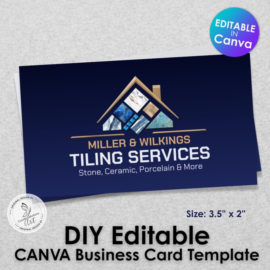 Tiling Services Business Card Template, Editable Canva, Tile ...