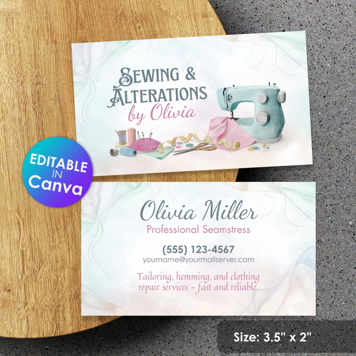 Charming Sewing & Alterations Business Card Template – Editable in ...