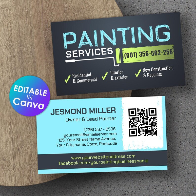 Professional Painting Services - House Painter Business Card Editable ...