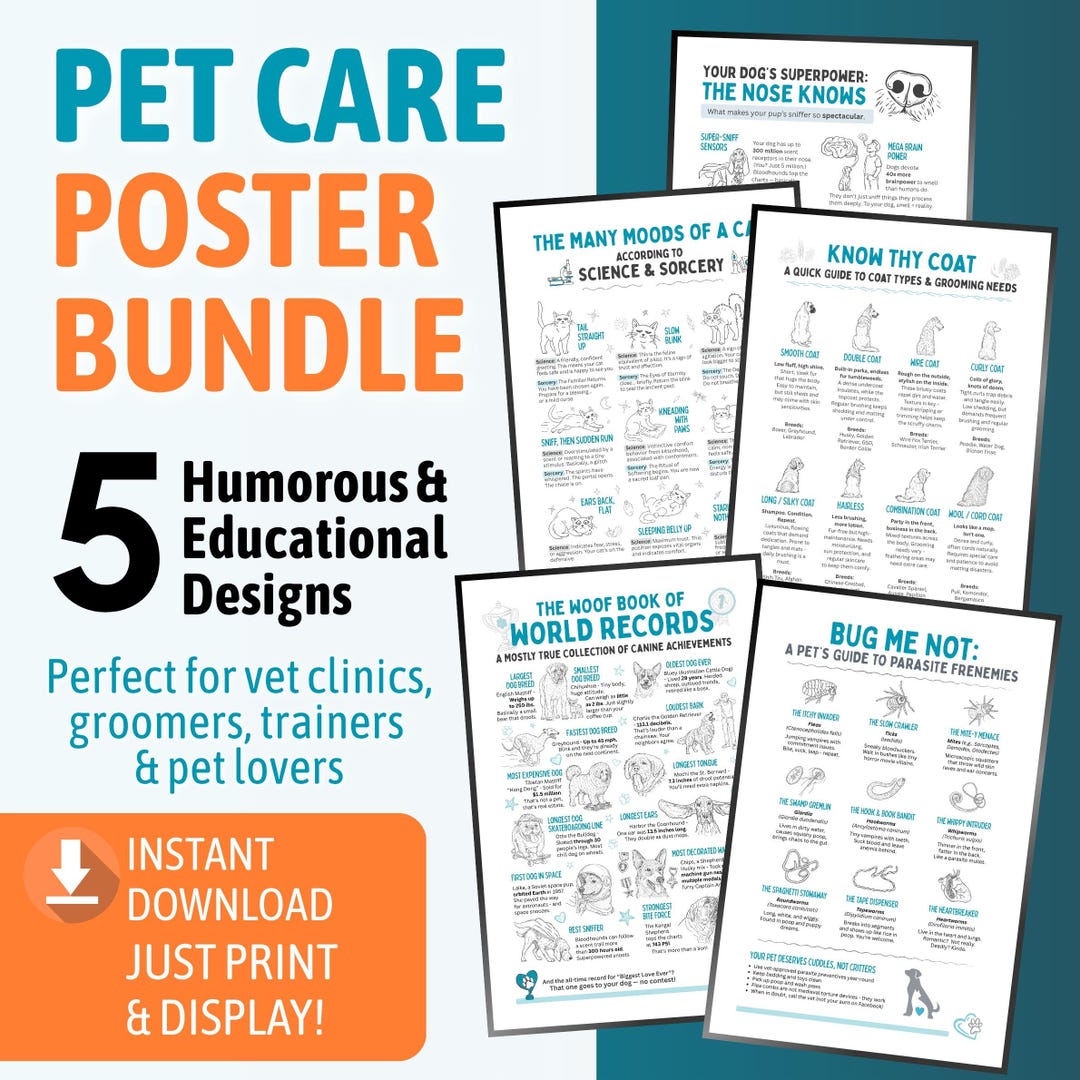 Funny Educational Pet Posters | Cat & Dog Wall Art (digital Download ...
