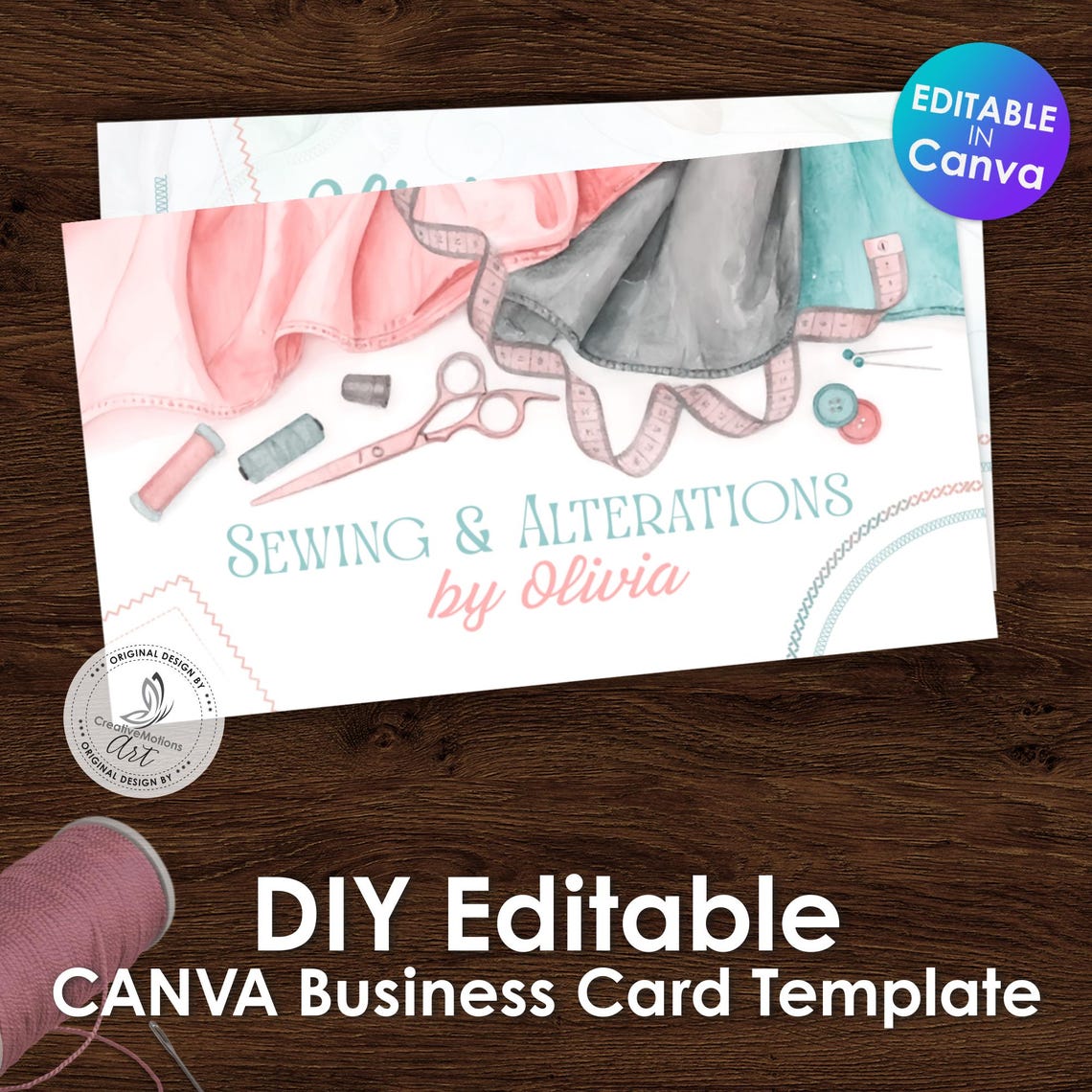 Sewing Business Card Template: Elegant Seamstress Design (digital ...