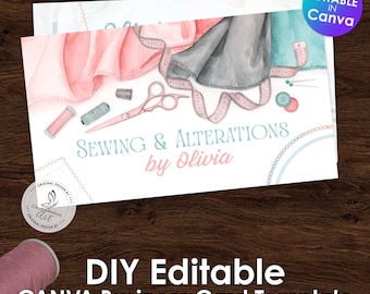 Charming Sewing & Alterations Business Card Template – Editable in ...