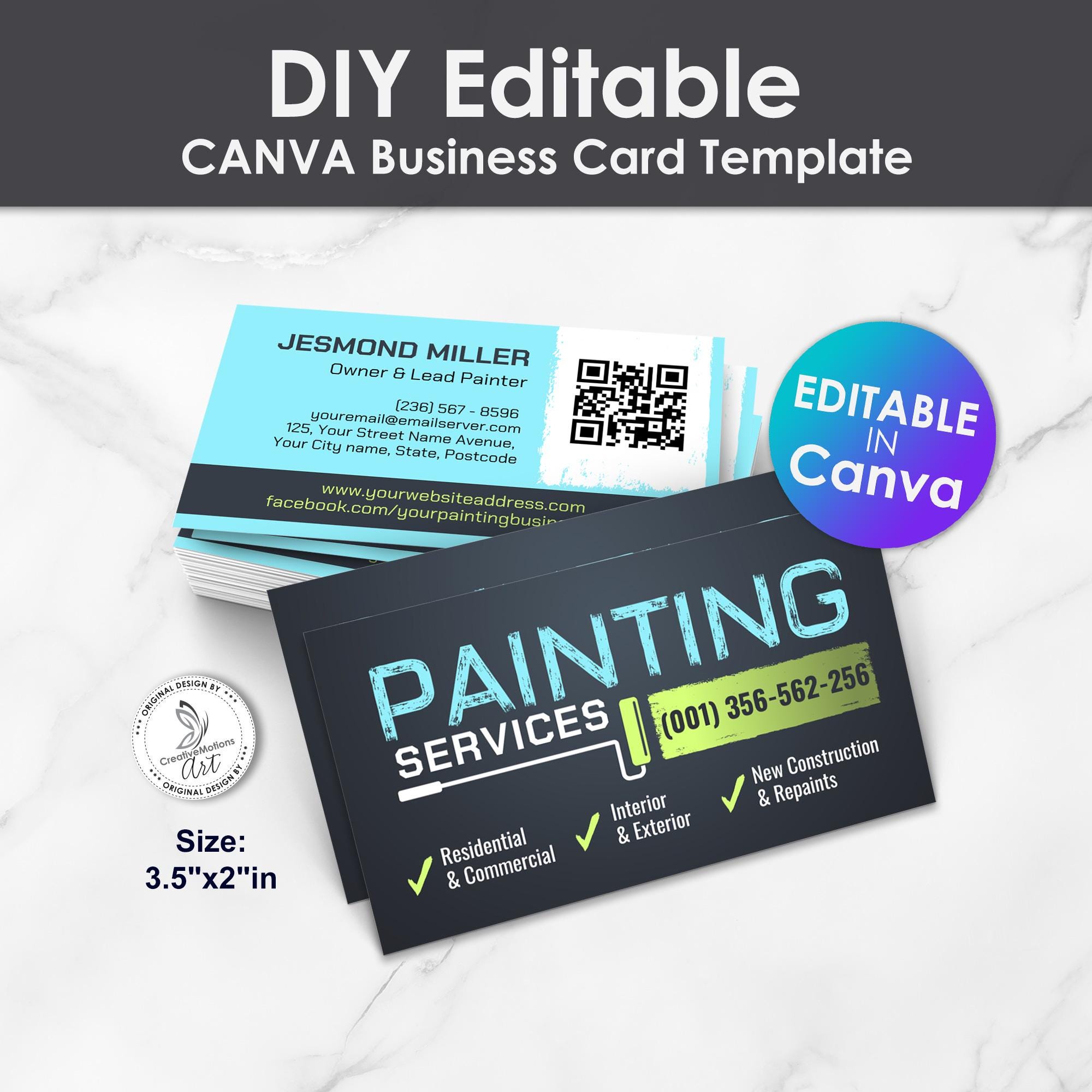 Professional Painting Services - House Painter Business Card Editable ...