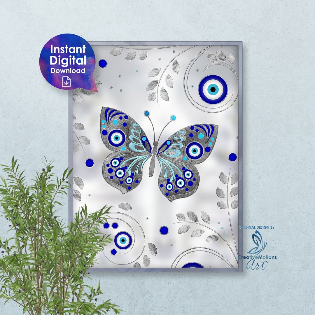 Evil Eye Butterfly Amulet Printable Wall Art, Digital Download Poster ...