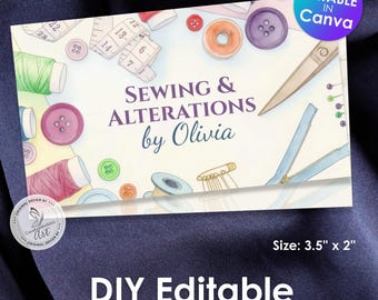 Charming Sewing & Alterations Business Card Template – Editable in ...