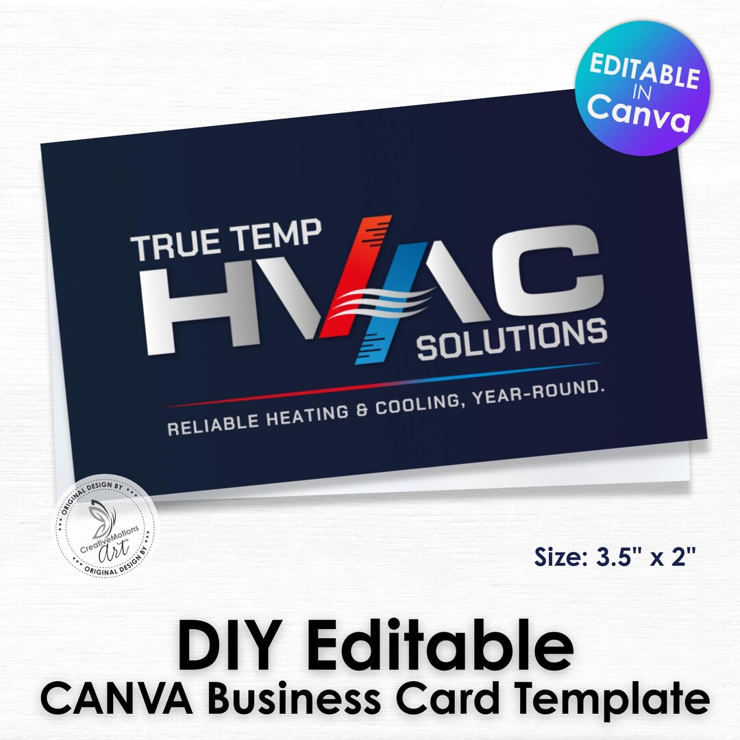 HVAC Services Business Card Template, Editable Canva, Heating AC Repair ...
