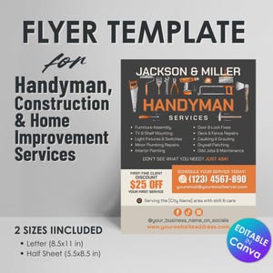 Handyman Flyer Template Canva | Home Improvement & Construction Flyer ...