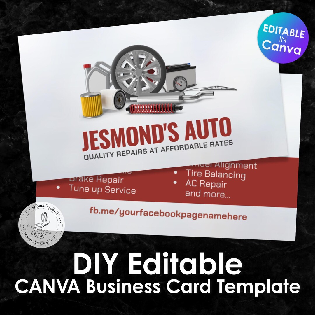 Auto Mechanic Business Card Template | Clean 3D Car Parts Design ...