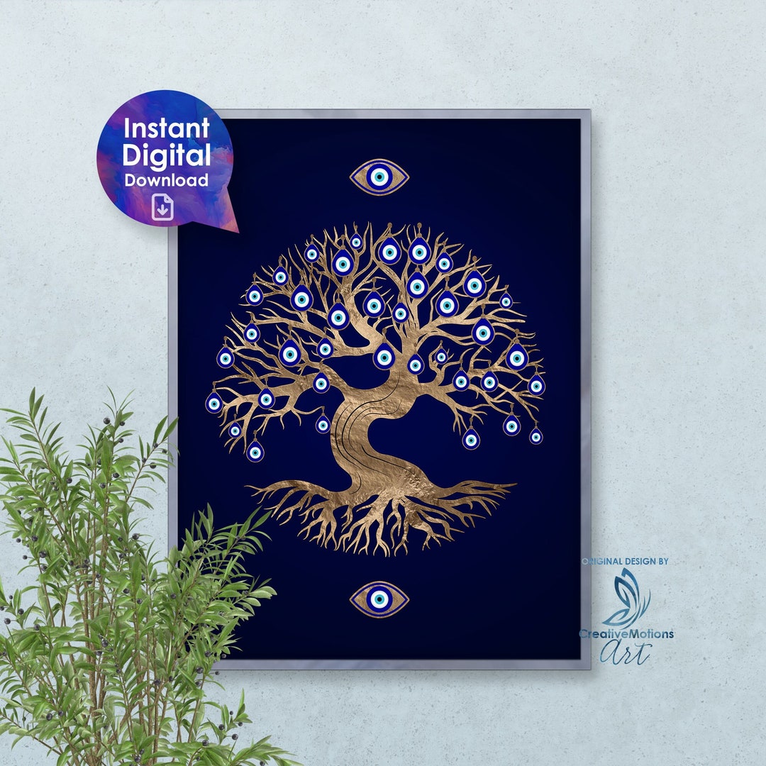 Evil Eye Tree Amulet Art: Nazar Boncuk Protective Talisman (digital ...