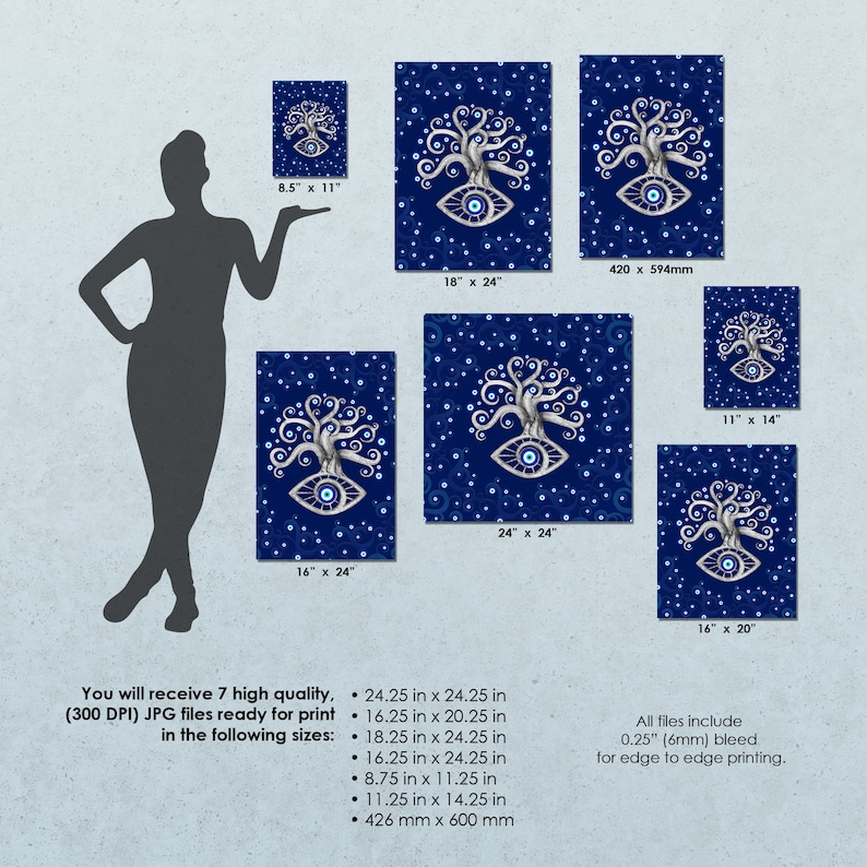 Evil Eye Baum Amulett druckbare Wandkunst, digitaler Download Poster ...