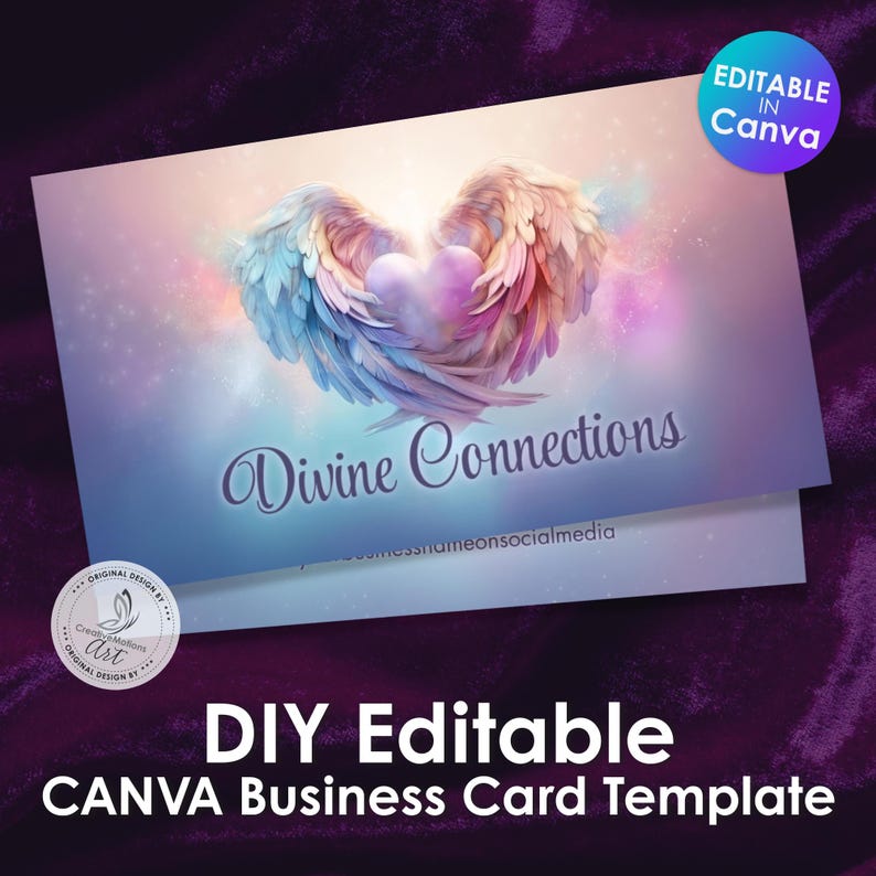 Angel Wings Business Card Template: Divine Connection Canva Design ...