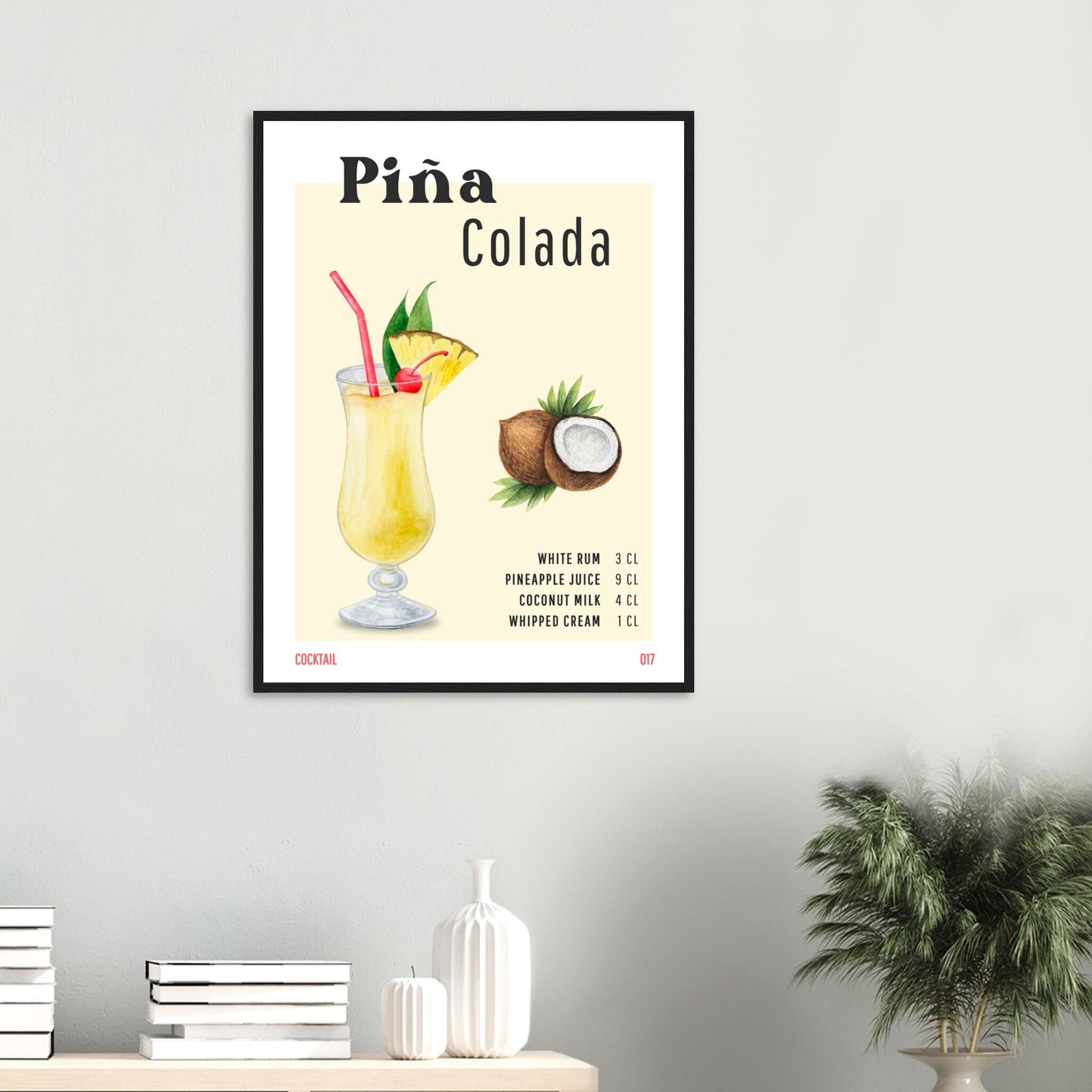 Piña Colada Poster, Cocktail Print, Cocktail Bar Cart Print, Digital ...