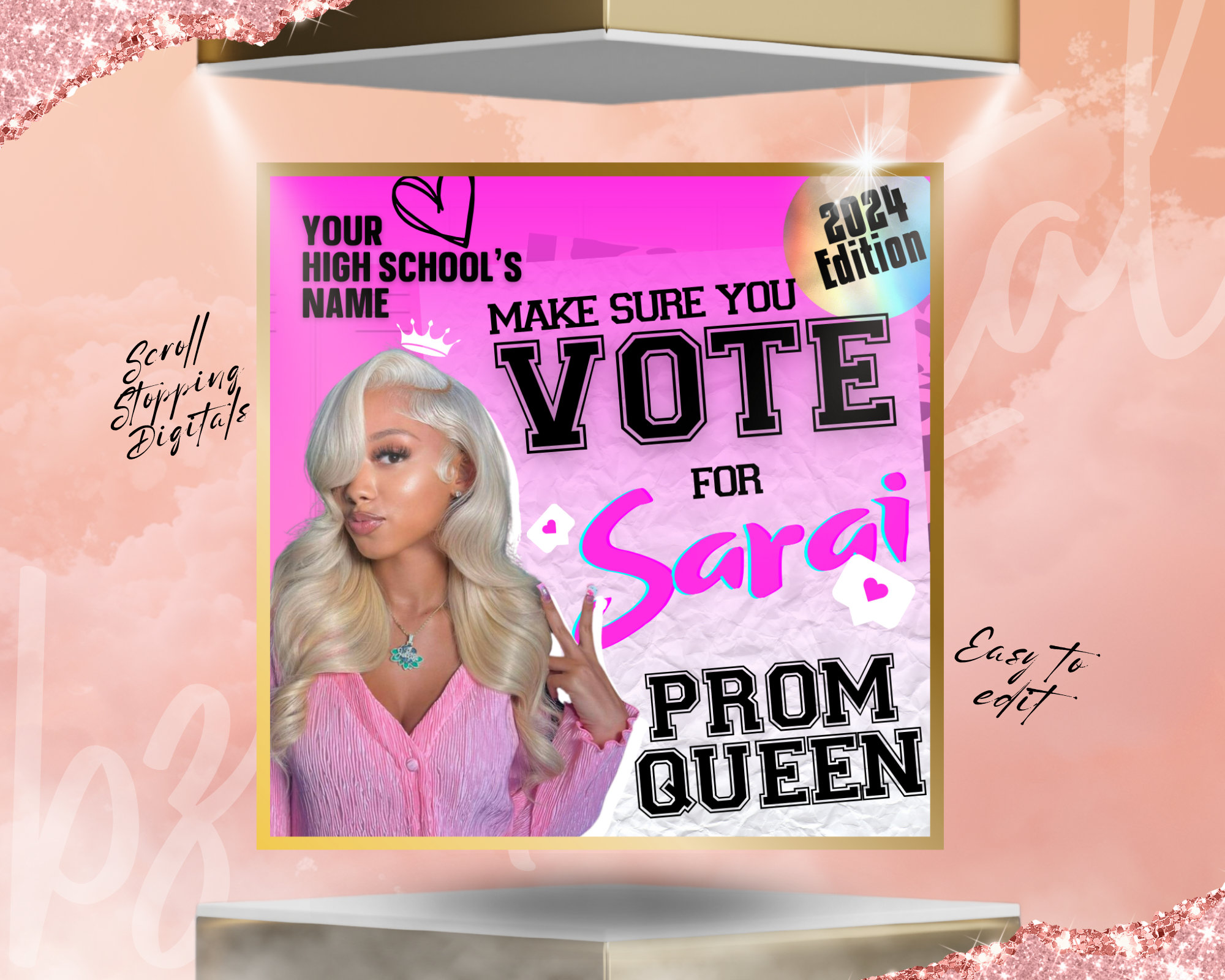 Vote Prom Queen, Princess, King, Prince, Court, Prom Campaign Flyer, Vote for Me Prom Flyer ...