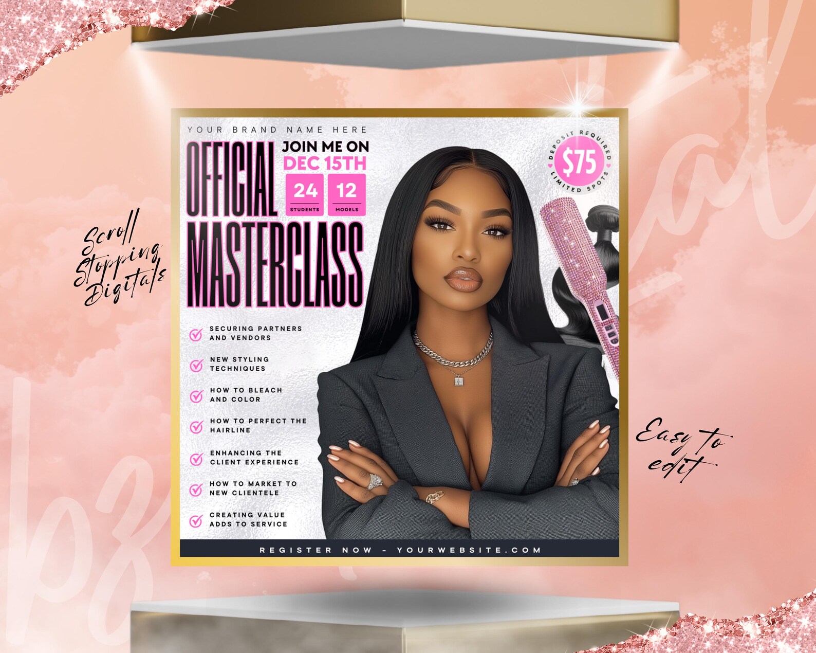 Class Flyer, Course Flyer, Beauty Masterclass Flyer, Lash Hair Brow ...