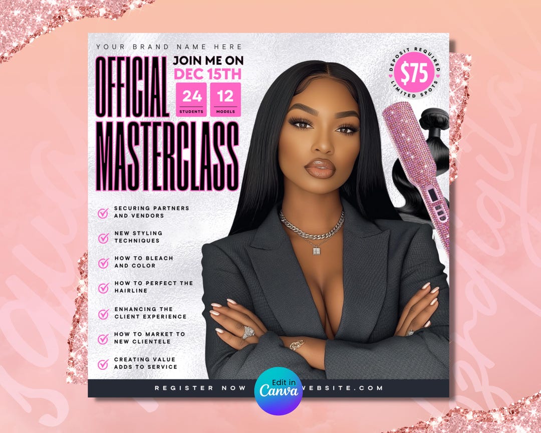 Class Flyer, Course Flyer, Beauty Masterclass Flyer, Lash Hair Brow ...