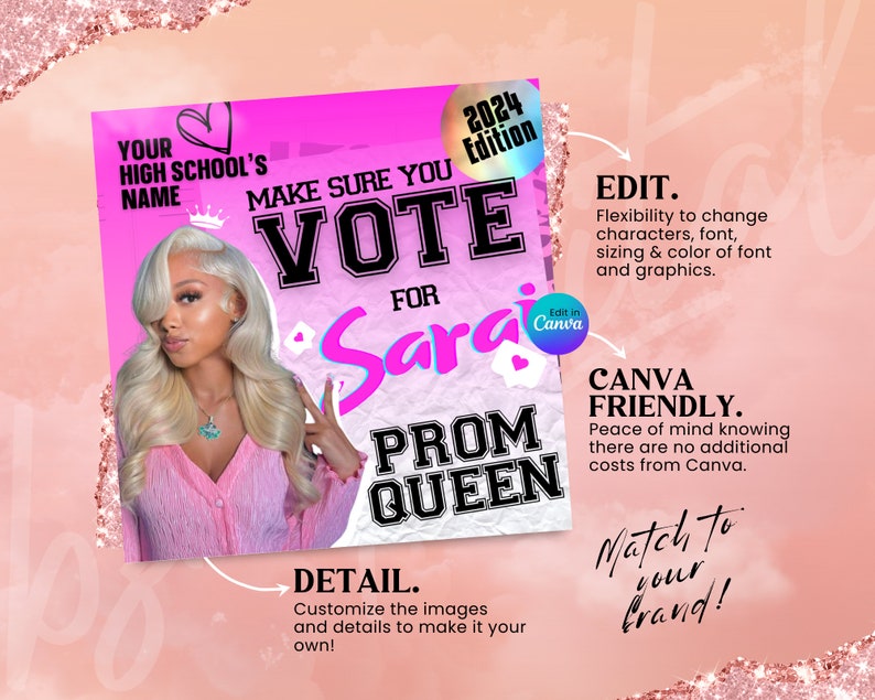 Vote Prom Queen, Princess, King, Prince, Court, Prom Campaign Flyer ...