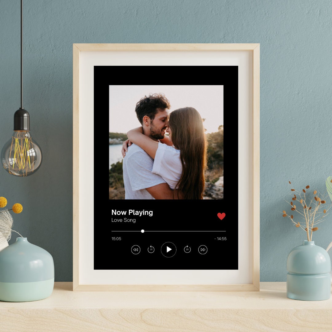 Black Personalised Custom Song Digital Print, Music Lover Print ...