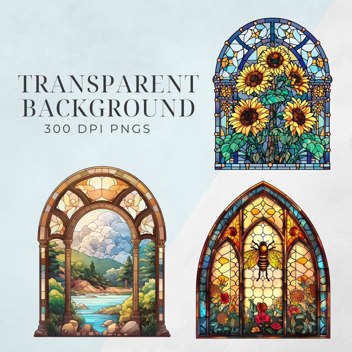 Stained Glass Windows Clipart, Arched Window With Flowers, , Colourful ...