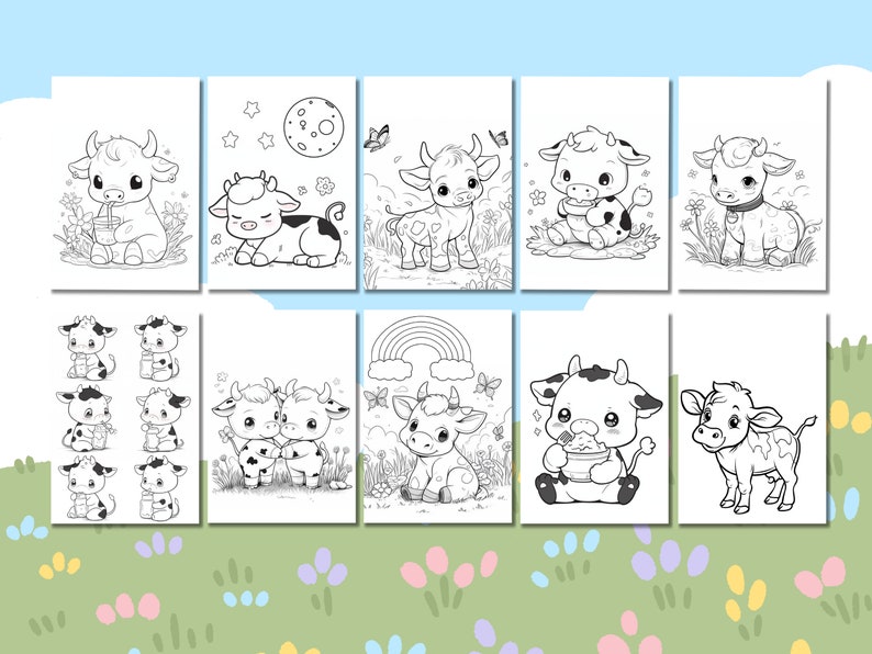 Cute Highland Cow Coloring Book for Kids, Fun Activity Coloring ...