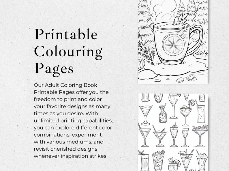 Cocktail Coloring Book Pages Printable Adult Colouring Pages, Sunset ...