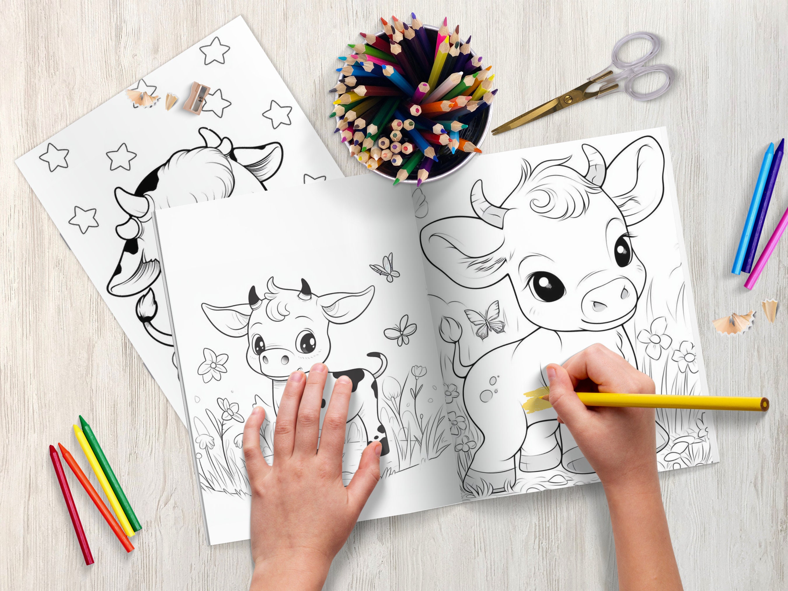 Cute Highland Cow Coloring Book for Kids, Fun Activity Coloring ...