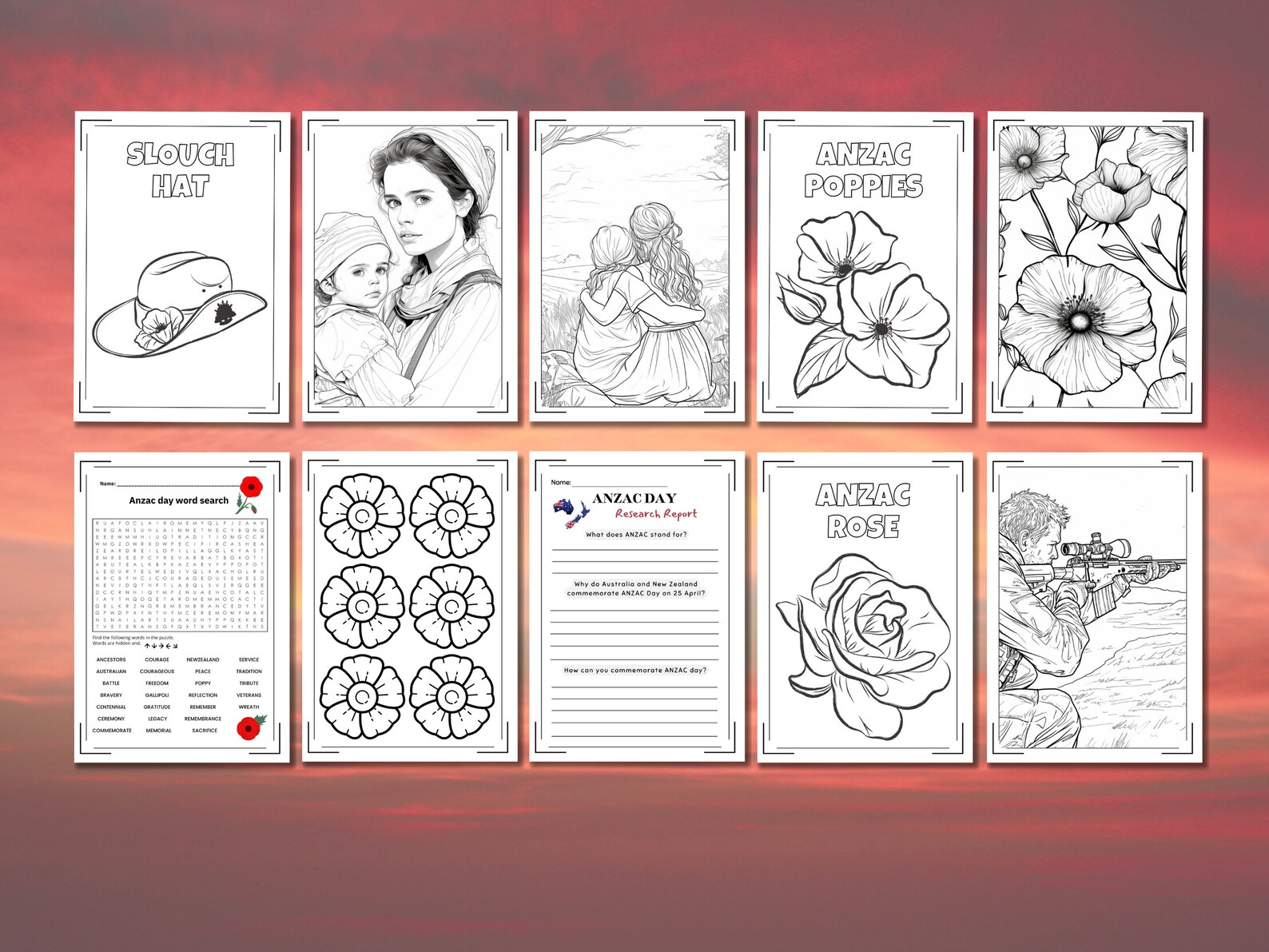 Anzac Day Coloring Pages for Kids, Anzac Day Activity Pack, Anzac Day ...