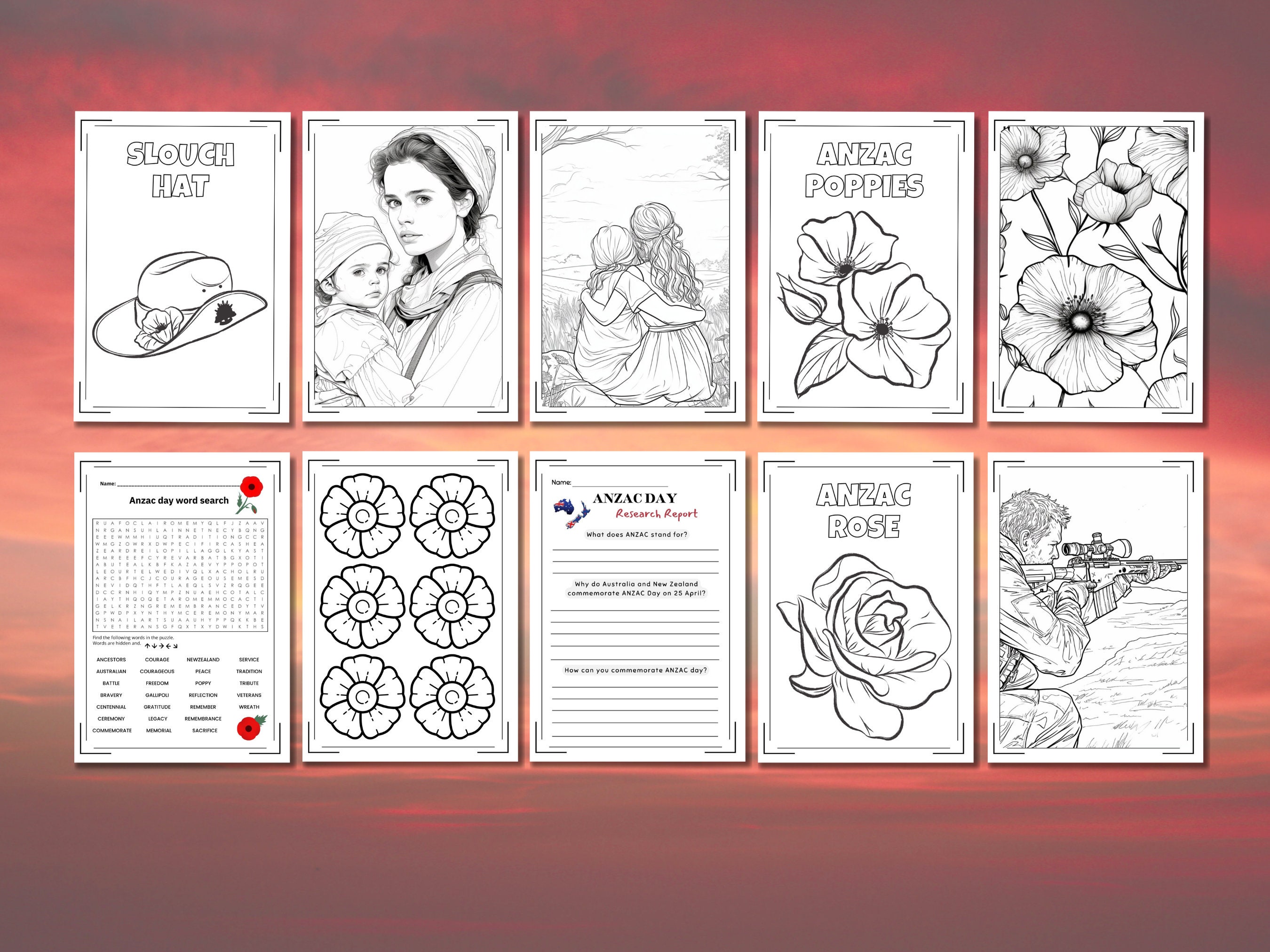 Anzac Day Coloring Pages for Kids, Anzac Day Activity Pack, Anzac Day ...