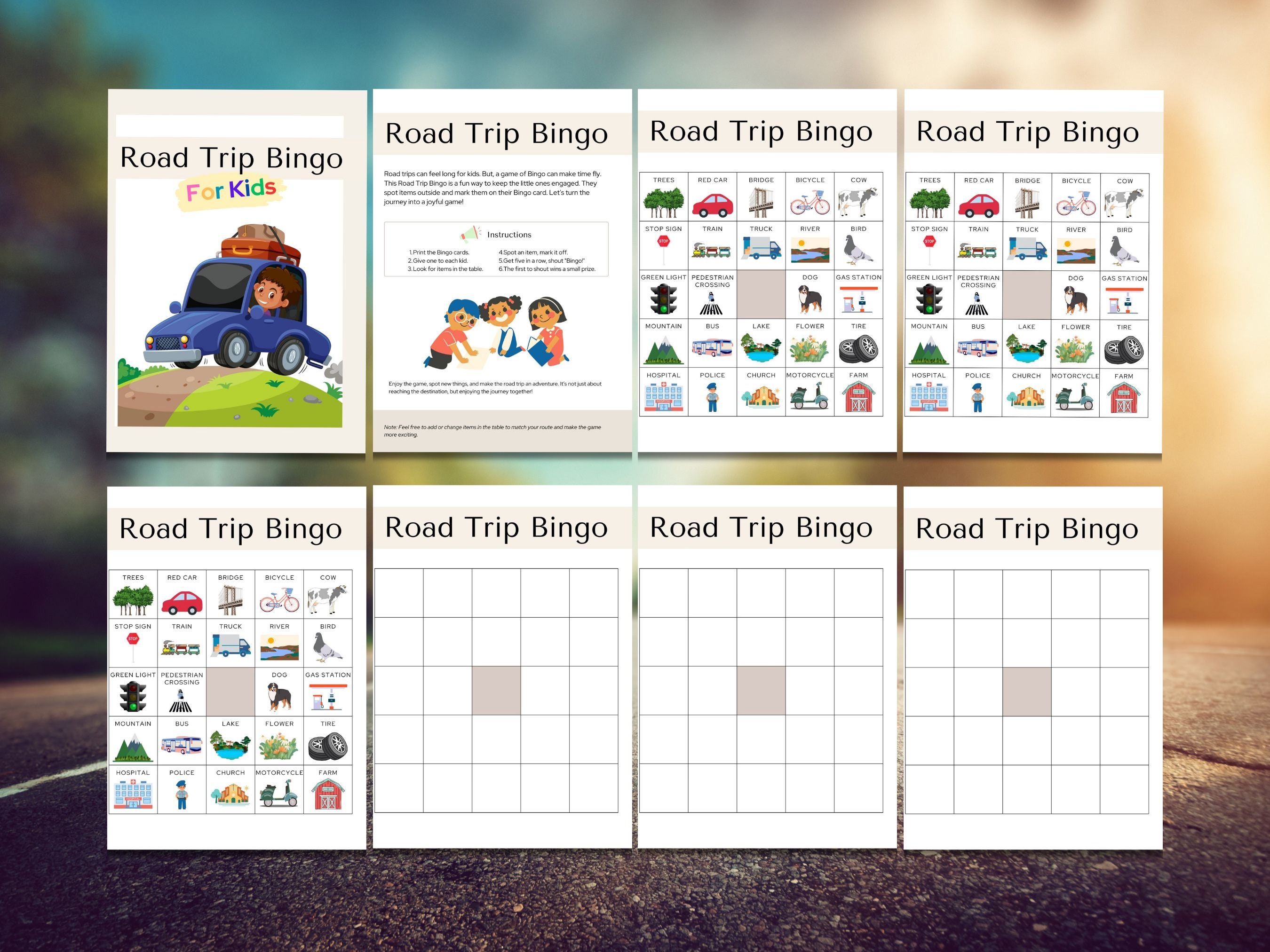 Road Trip Bingo, Printable Bingo Cards, Scavenger Hunt for Kids, Road ...
