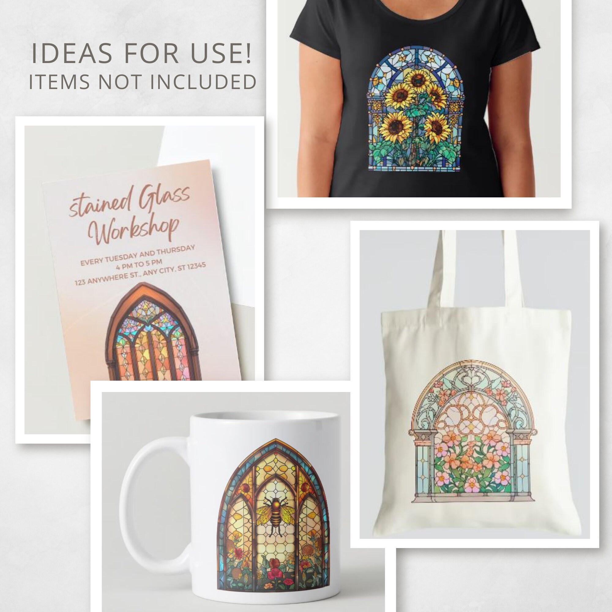 Stained Glass Windows Clipart, Arched Window With Flowers, , Colourful ...