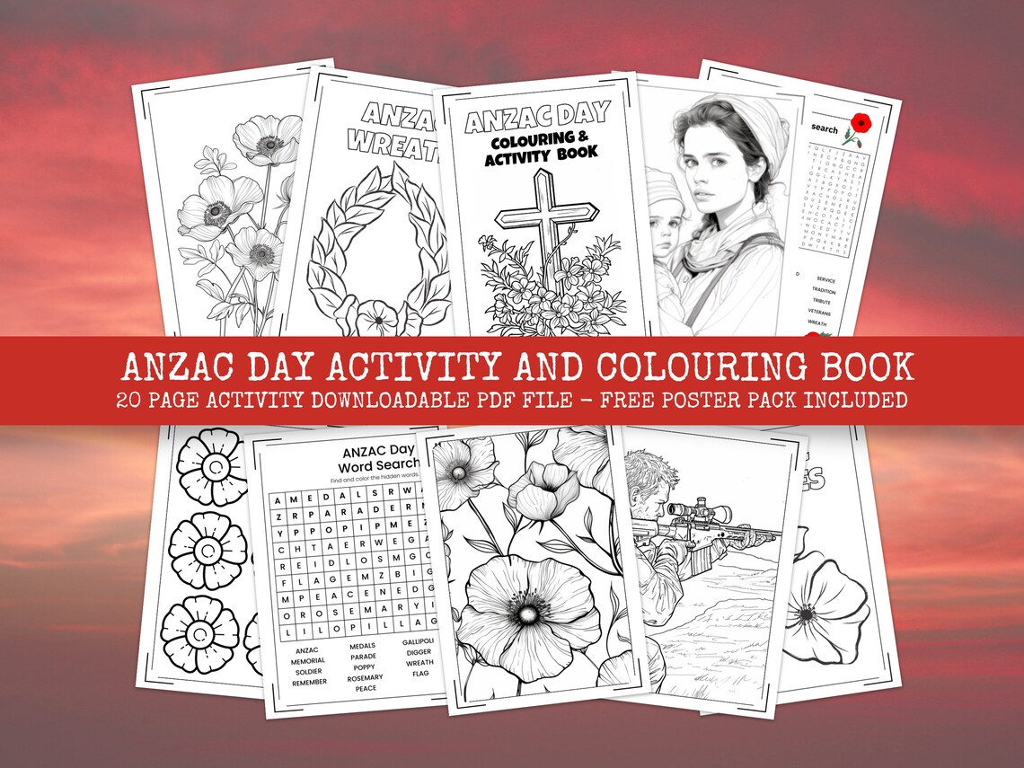Anzac Day Coloring Pages for Kids, Anzac Day Activity Pack, Anzac Day ...
