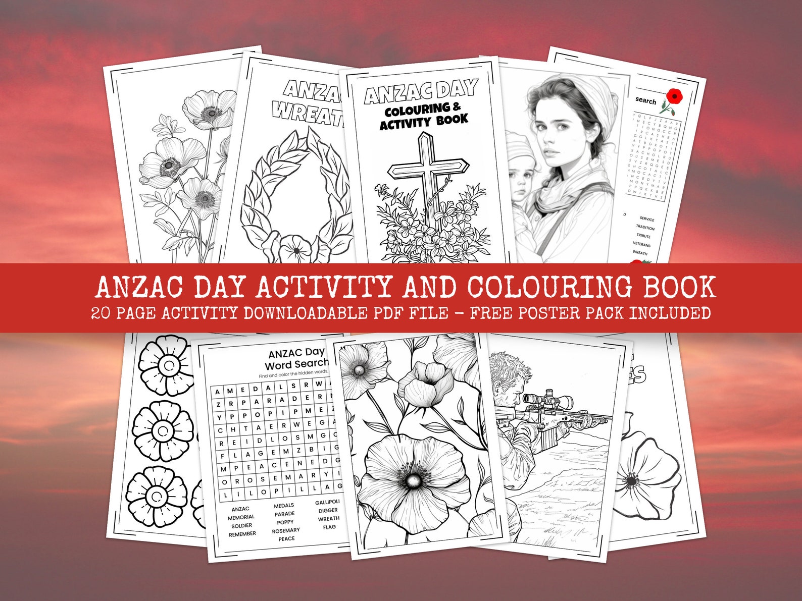 Anzac Day Coloring Pages for Kids, Anzac Day Activity Pack, Anzac Day ...