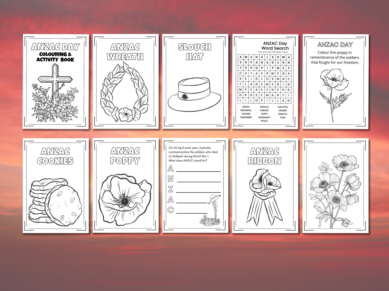 Anzac Day Coloring Pages for Kids, Anzac Day Activity Pack, Anzac Day ...