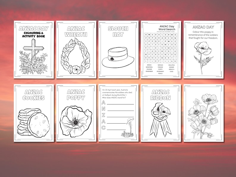 Anzac Day Coloring Pages for Kids, Anzac Day Activity Pack, Anzac Day ...