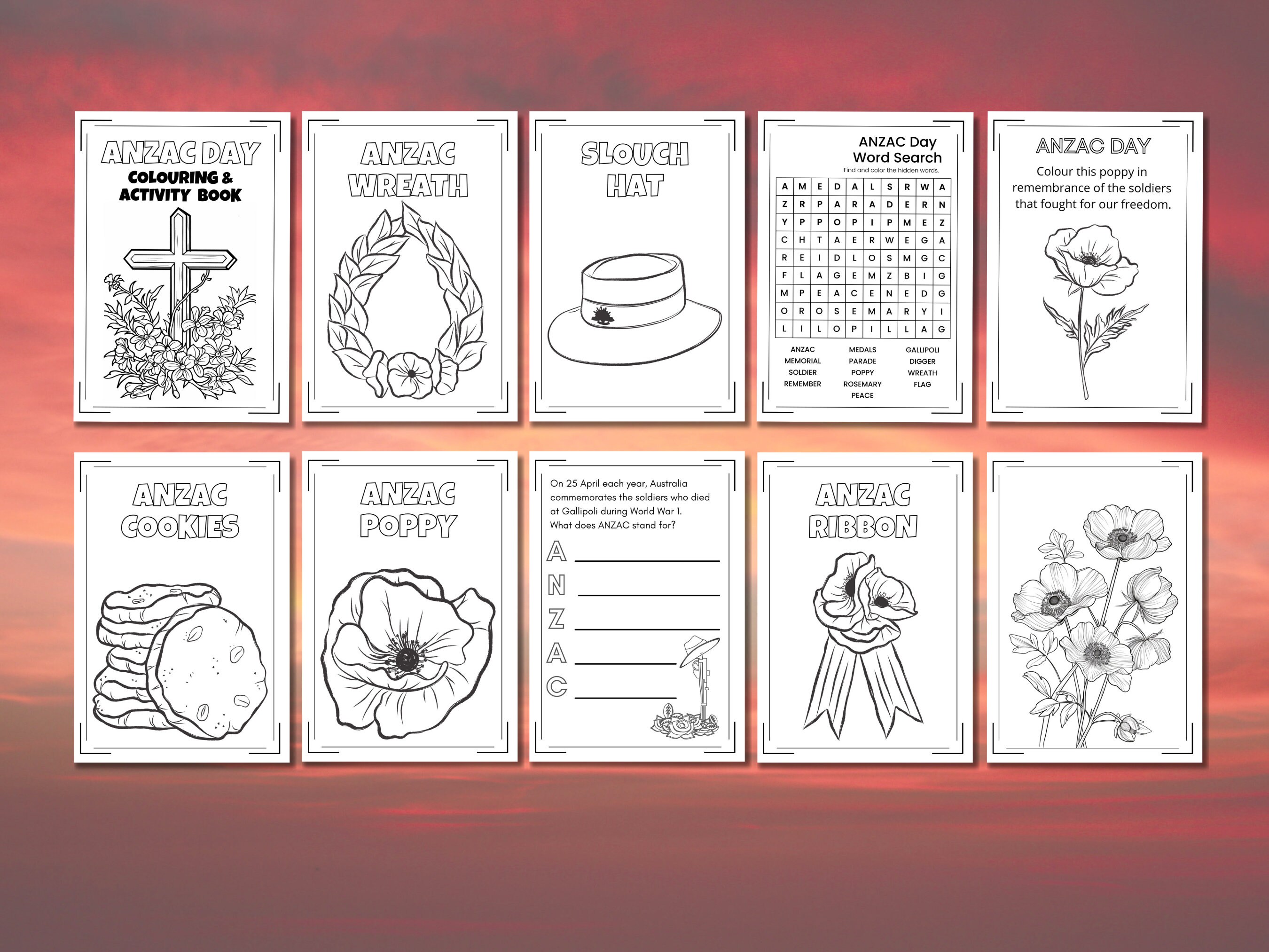Anzac Day Coloring Pages for Kids, Anzac Day Activity Pack, Anzac Day ...