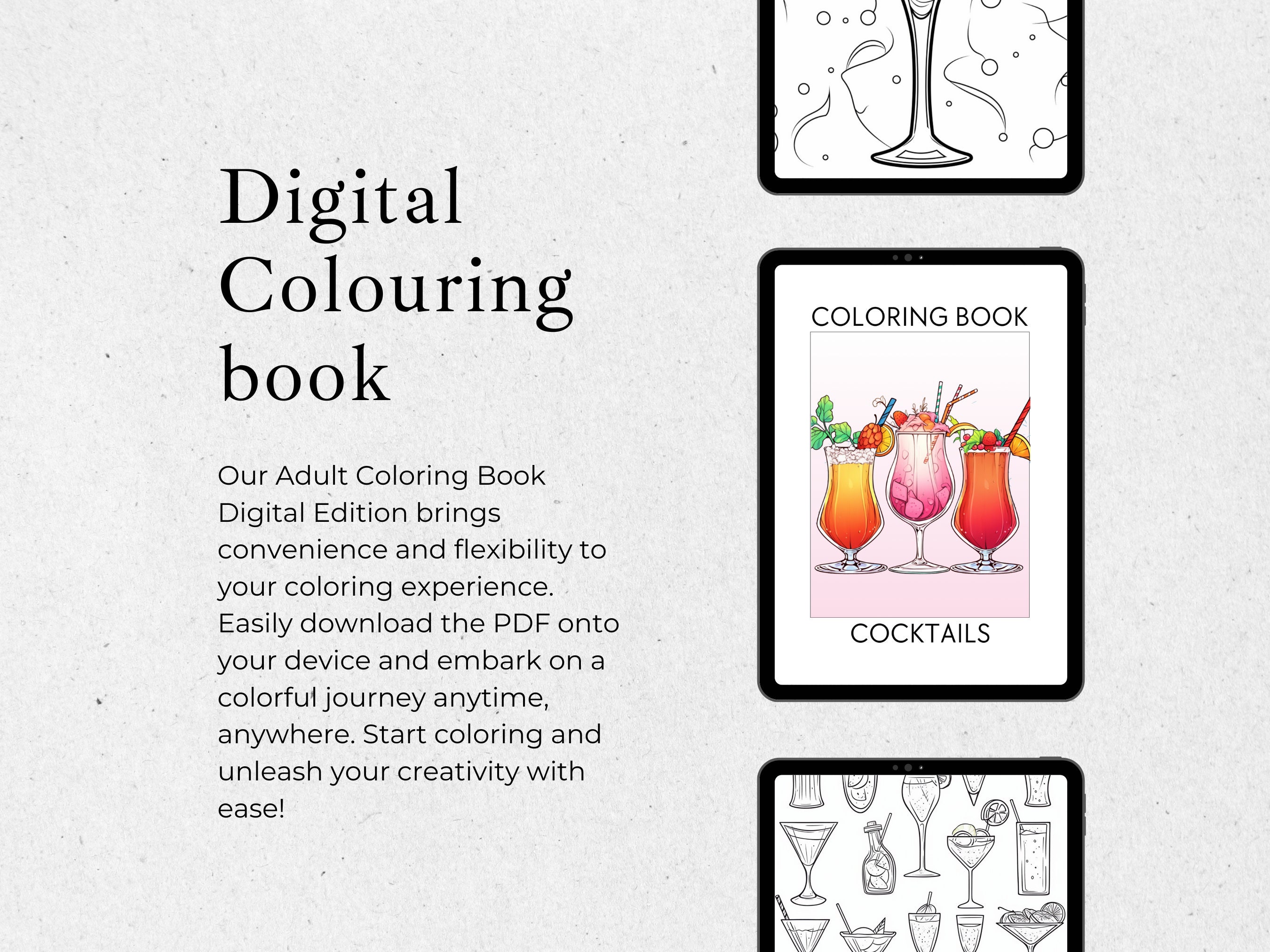 Cocktail Coloring Book Pages Printable Adult Colouring Pages, Sunset ...