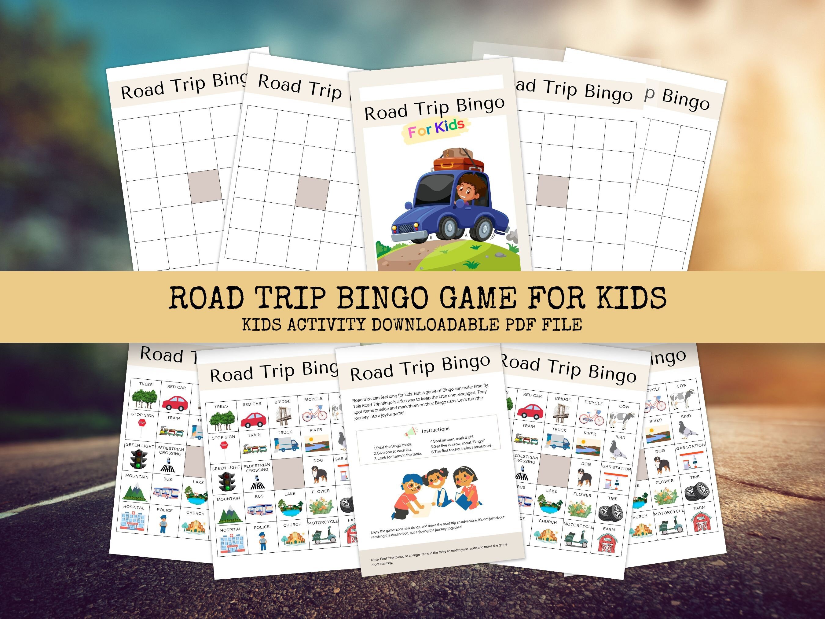 Road Trip Bingo, Printable Bingo Cards, Scavenger Hunt for Kids, Road ...