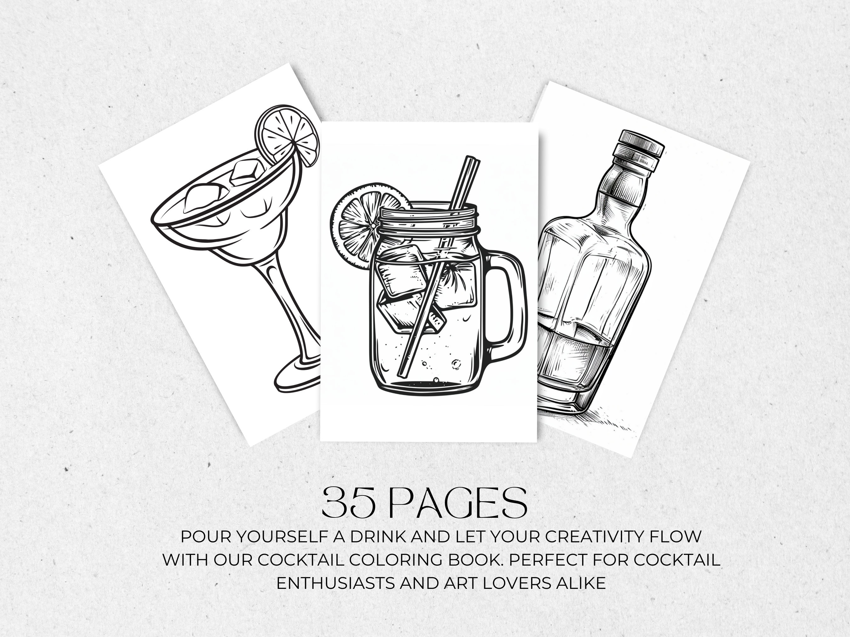Cocktail Coloring Book Pages Printable Adult Colouring Pages, Sunset ...