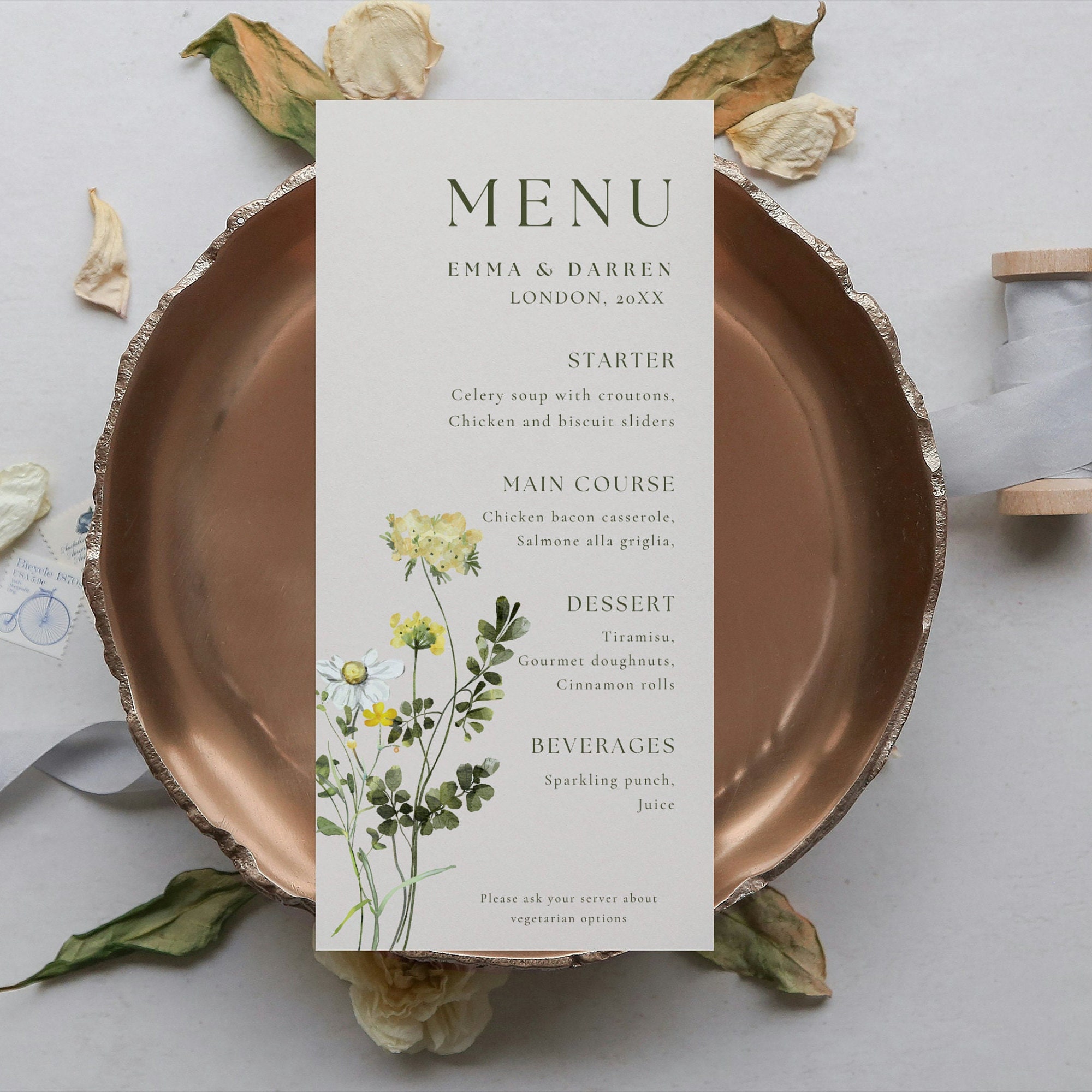Printable Menu Card Wedding Food Menu, Edit Wedding Stationary Template ...