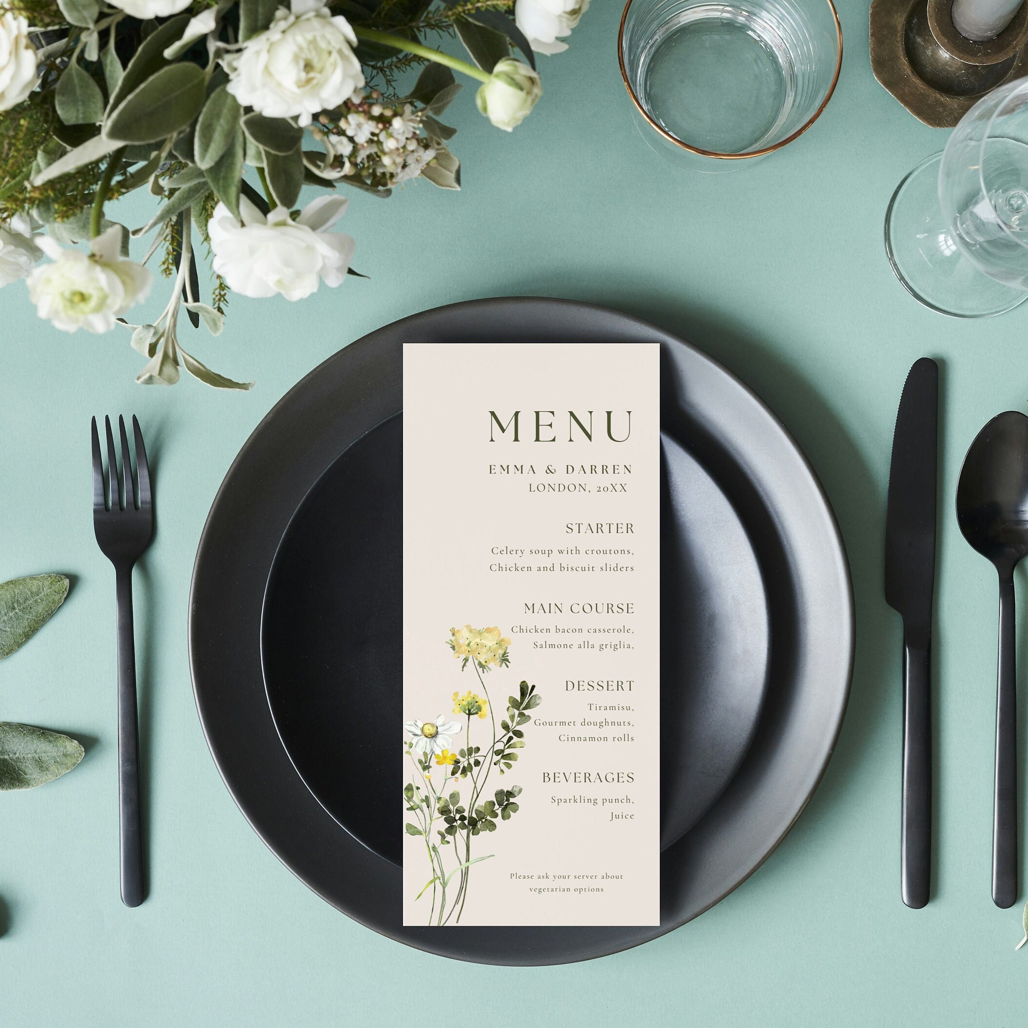 Printable Menu Card Wedding Food Menu, Edit Wedding Stationary Template ...