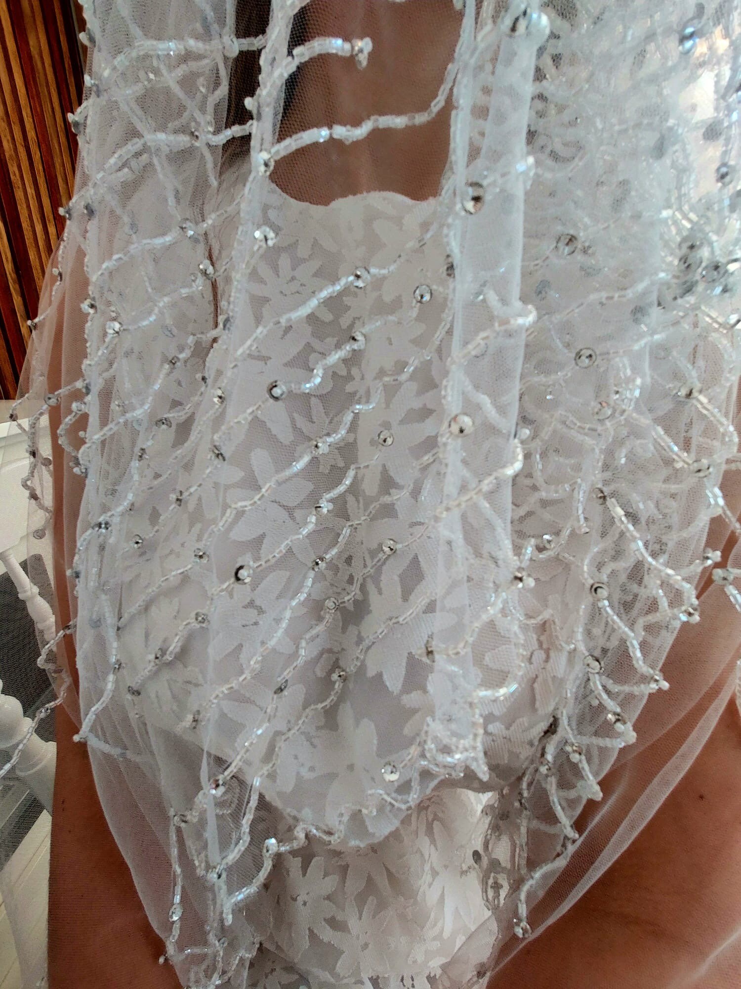 Beaded Bridal Veil, Veil With Beads and Pearls, Cathedral Wedding ...