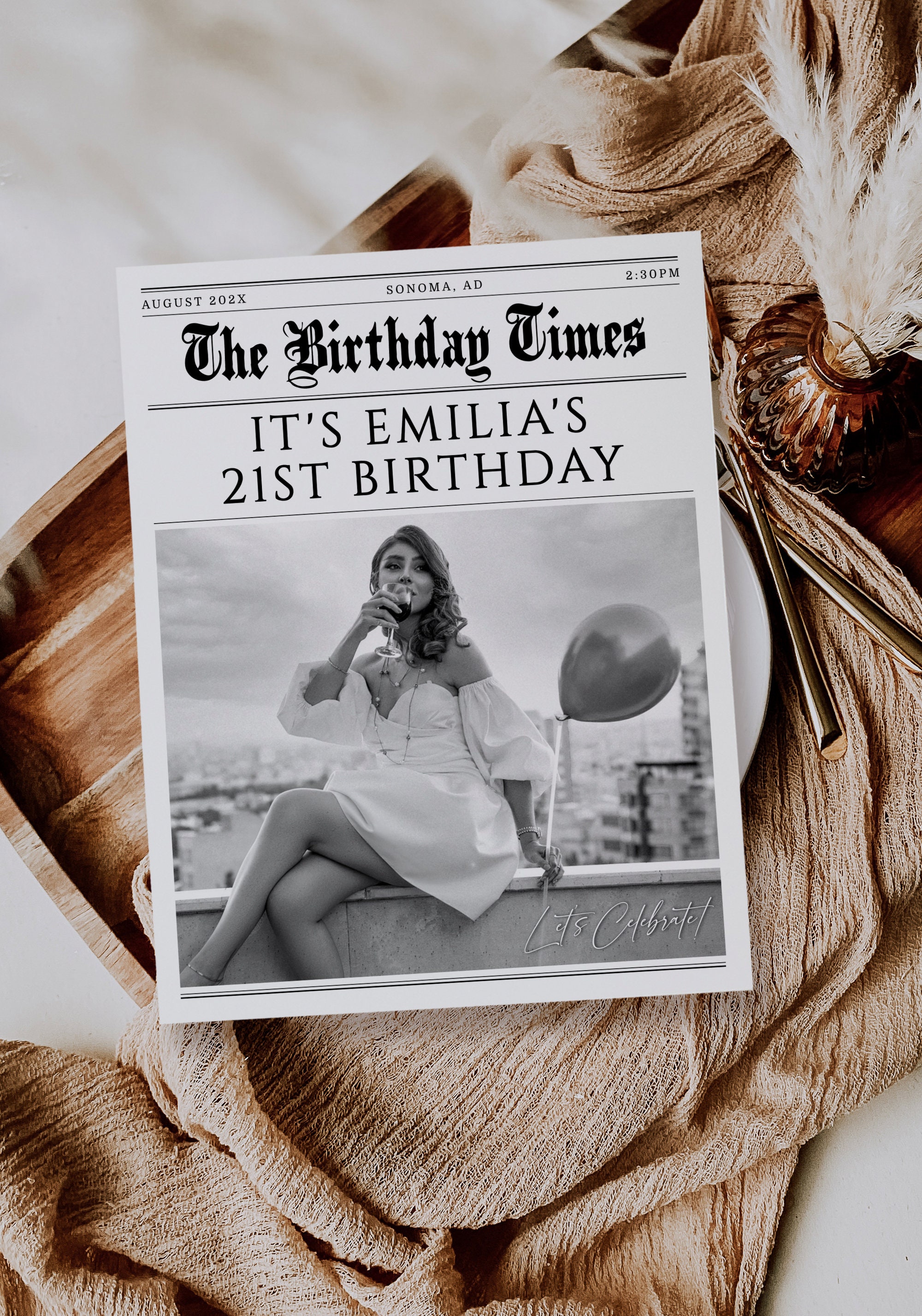 21st Birthday Newspaper Template, Personalized 21st Birthday Gift ...
